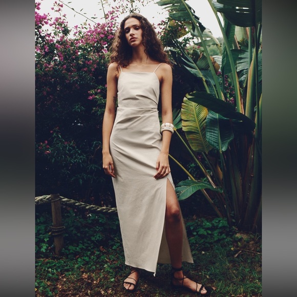 Zara | Dresses | Zara Cream Midi Dress | Poshmark